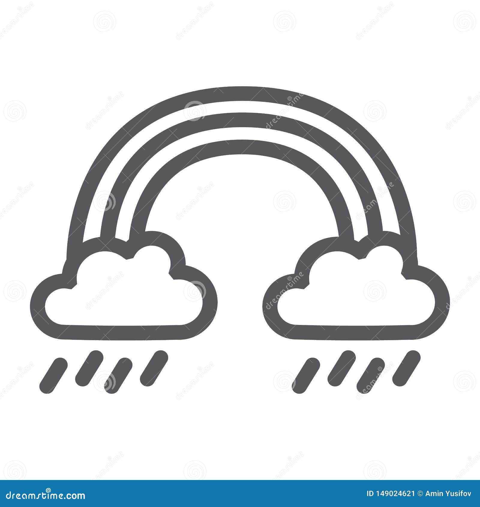 Rainbow and Rain Line Icon, Weather and Nature, Rainy Sign, Vector ...