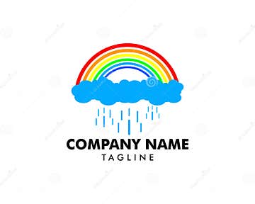 Rainbow with Rain Logo Design Vector Template Stock Vector ...