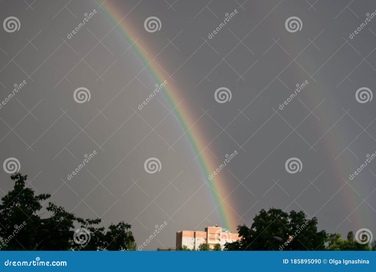 Rainbow after the rain stock photo. Image of rural, environment - 185895090