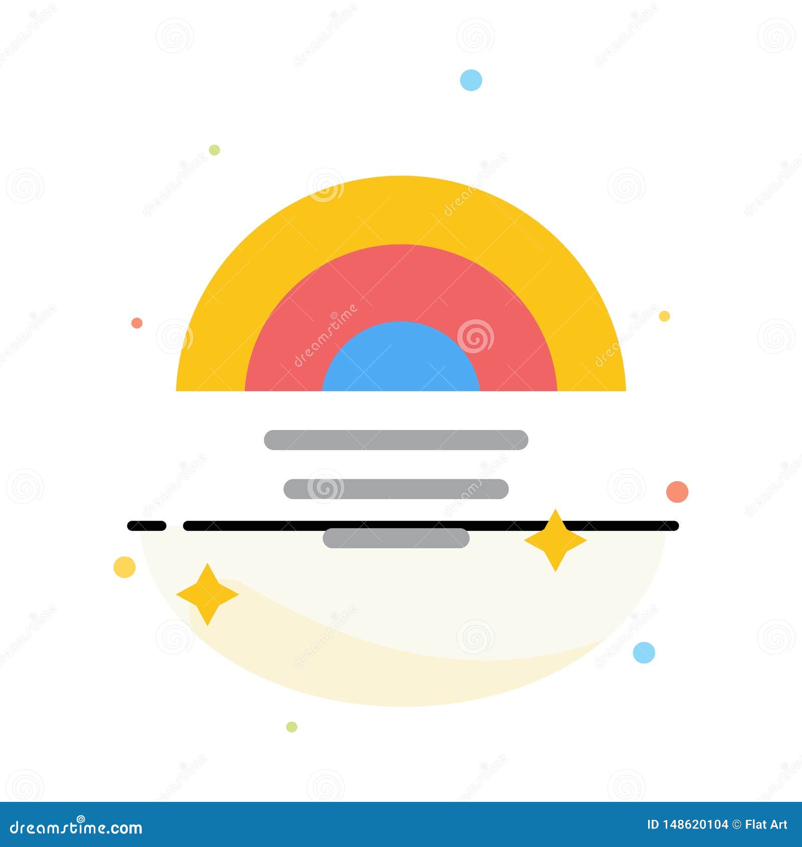 Rainbow, Rainy, Sky, Weather Abstract Flat Color Icon Template Stock ...