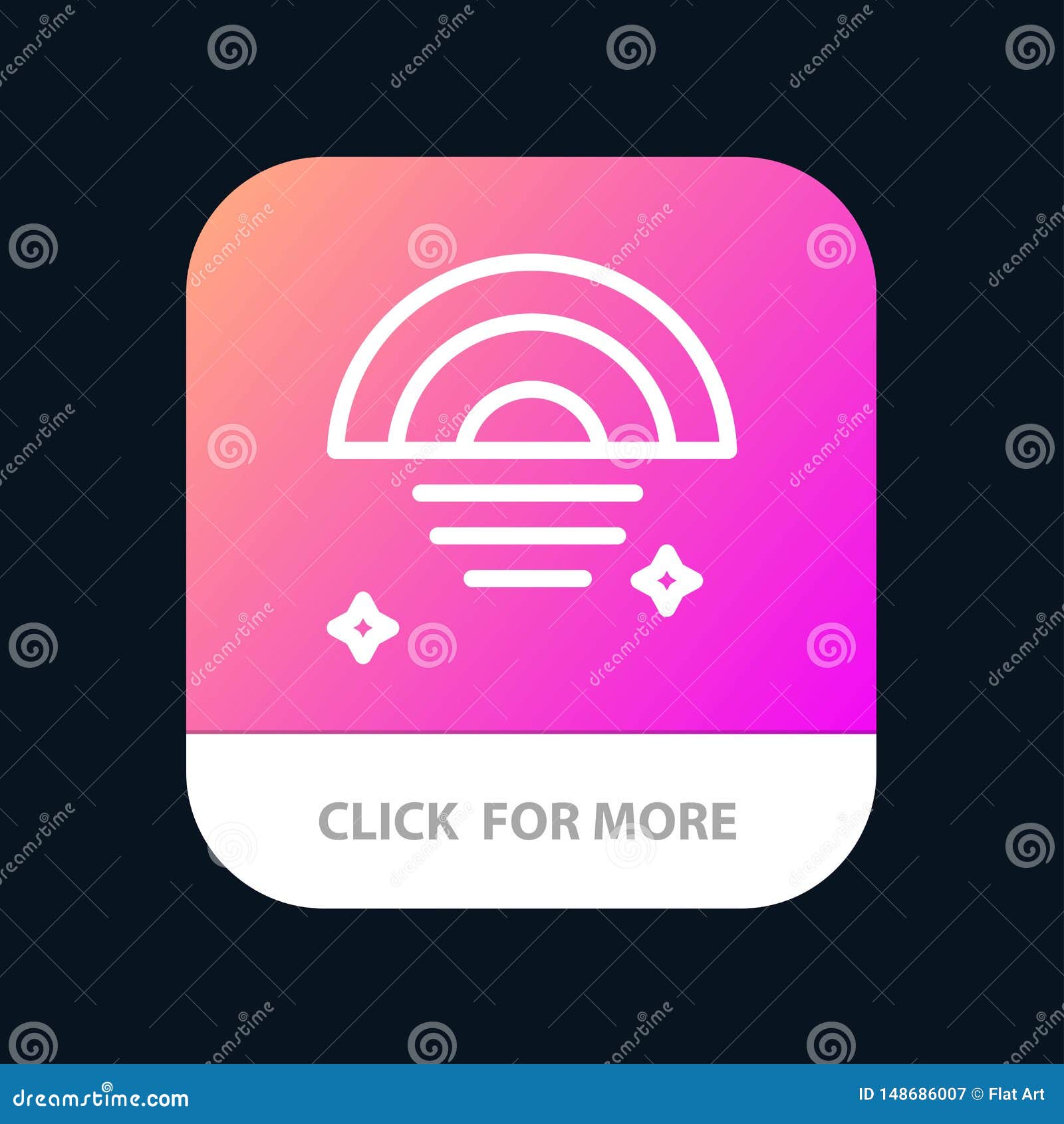 Rainbow, Rainy, Sky, Weather Mobile App Button. Android and IOS Line ...