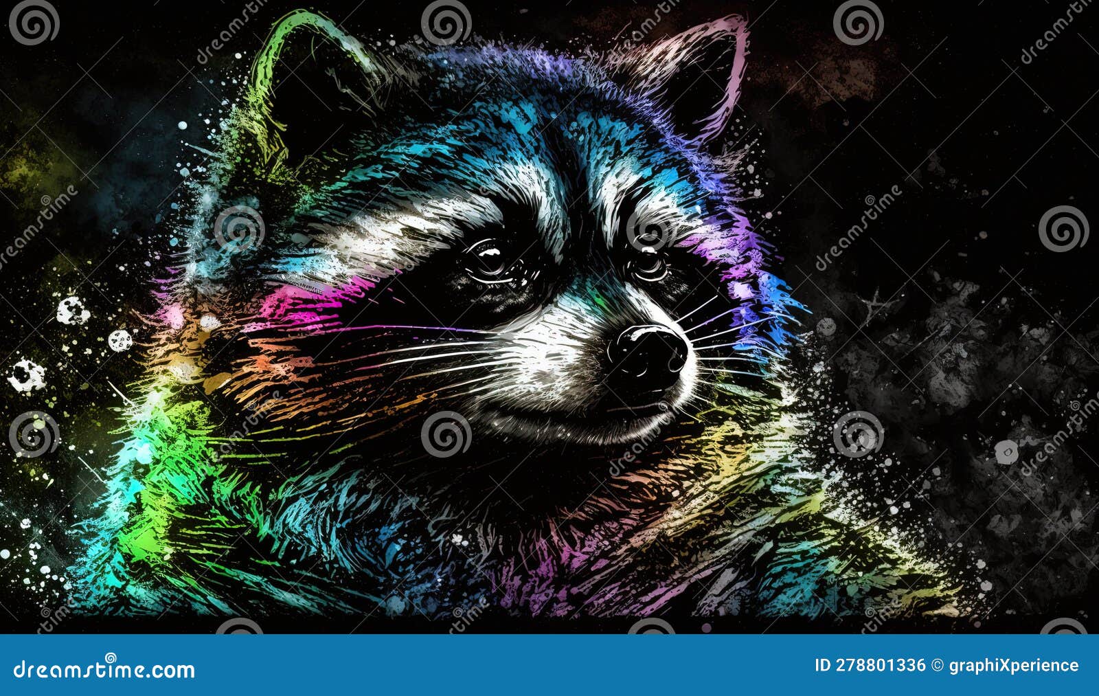 Rainbow Rascal Raccoon Illustration Stock Illustration - Illustration ...