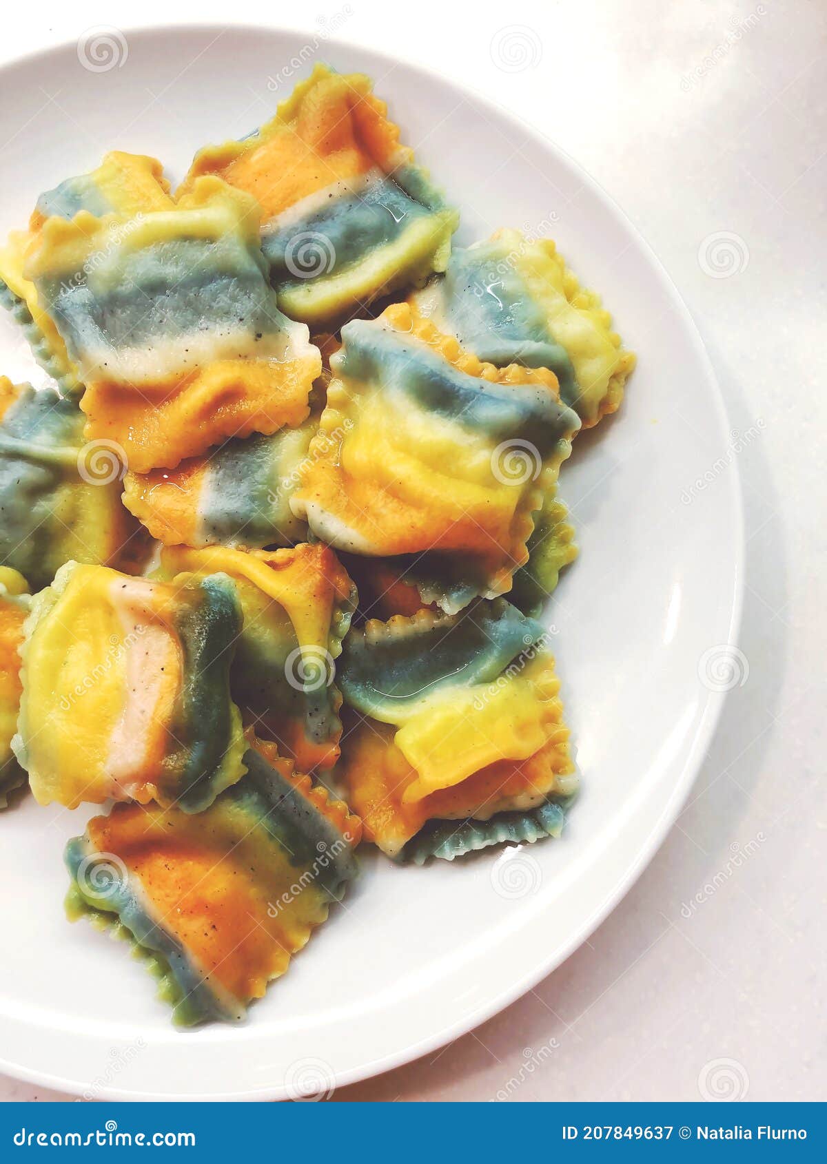 Rainbow ravioli stock image. Image of restaurant, design - 207849637