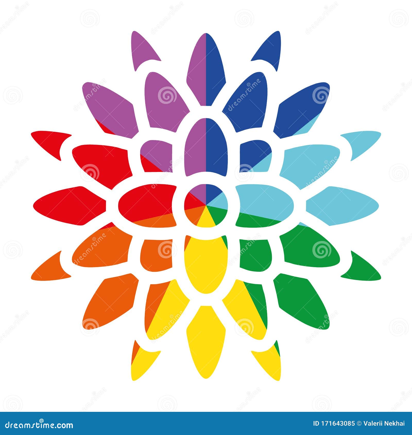 Rainbow Ray Flower Chrysanthemum Flat Vector Icon for Printing ...