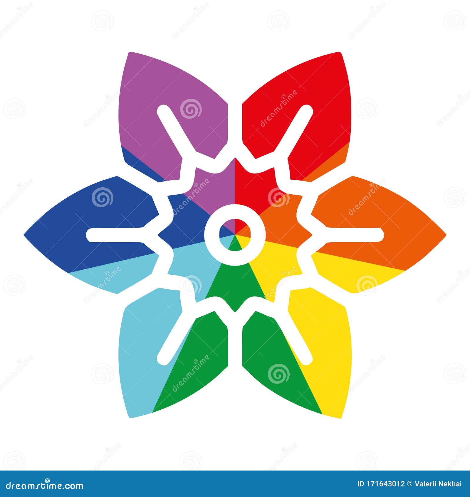 Rainbow Ray Flower Daffodil Flat Vector Icon for Printing Clockwise C ...