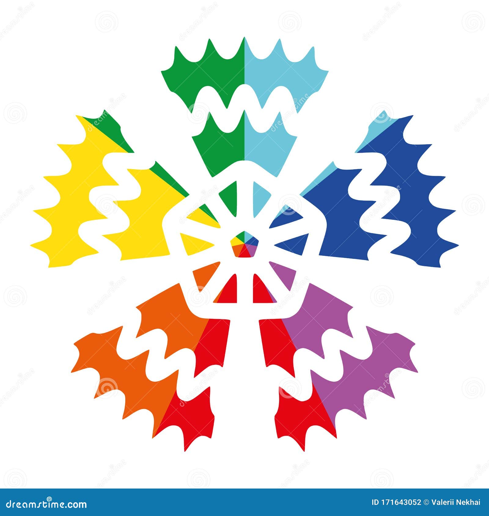 Rainbow Ray Flower Dianthus Flat Vector Icon for Printing Clockwise F ...