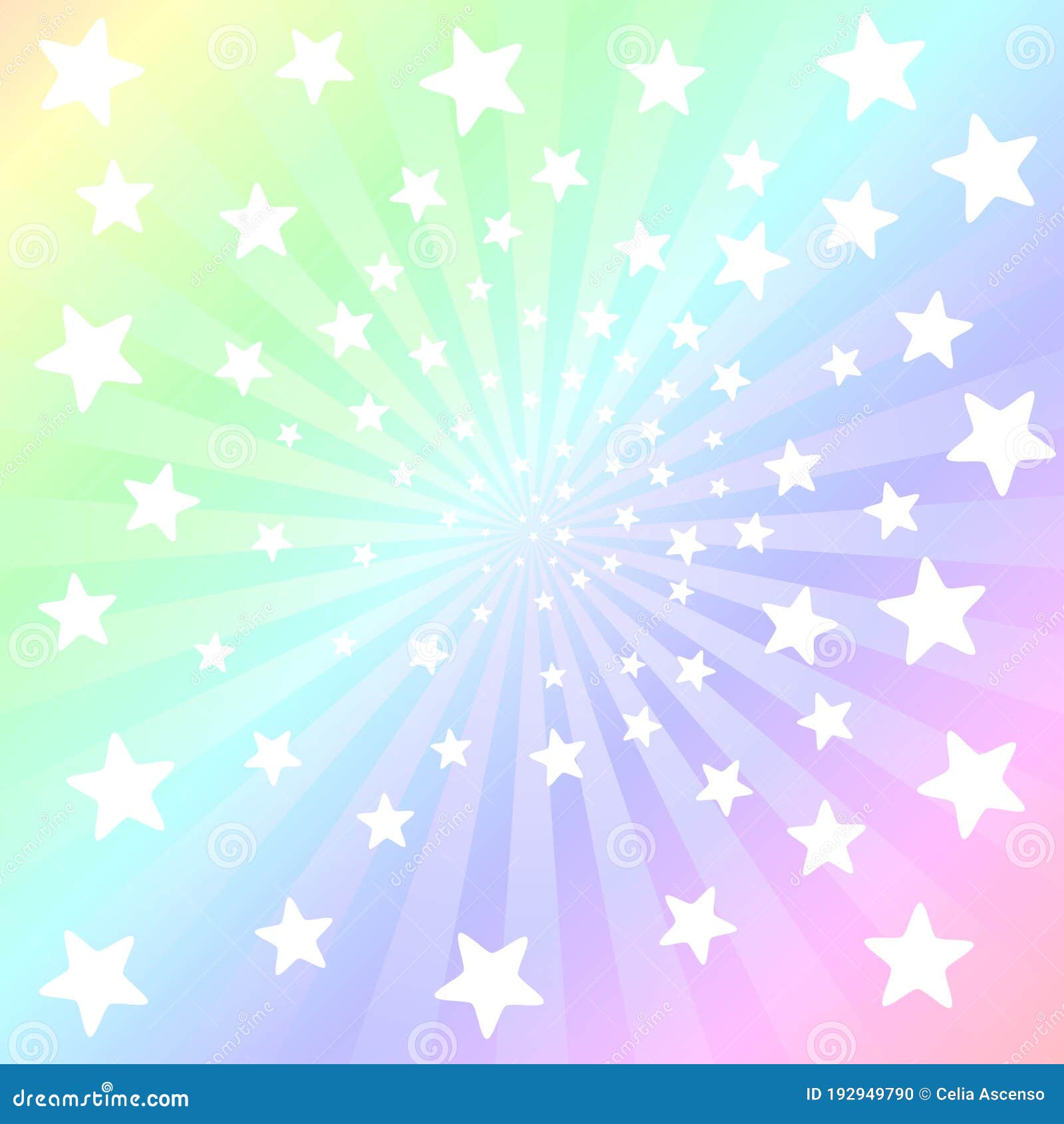 Rainbow Rays and Stars Explosion Background Stock Illustration ...