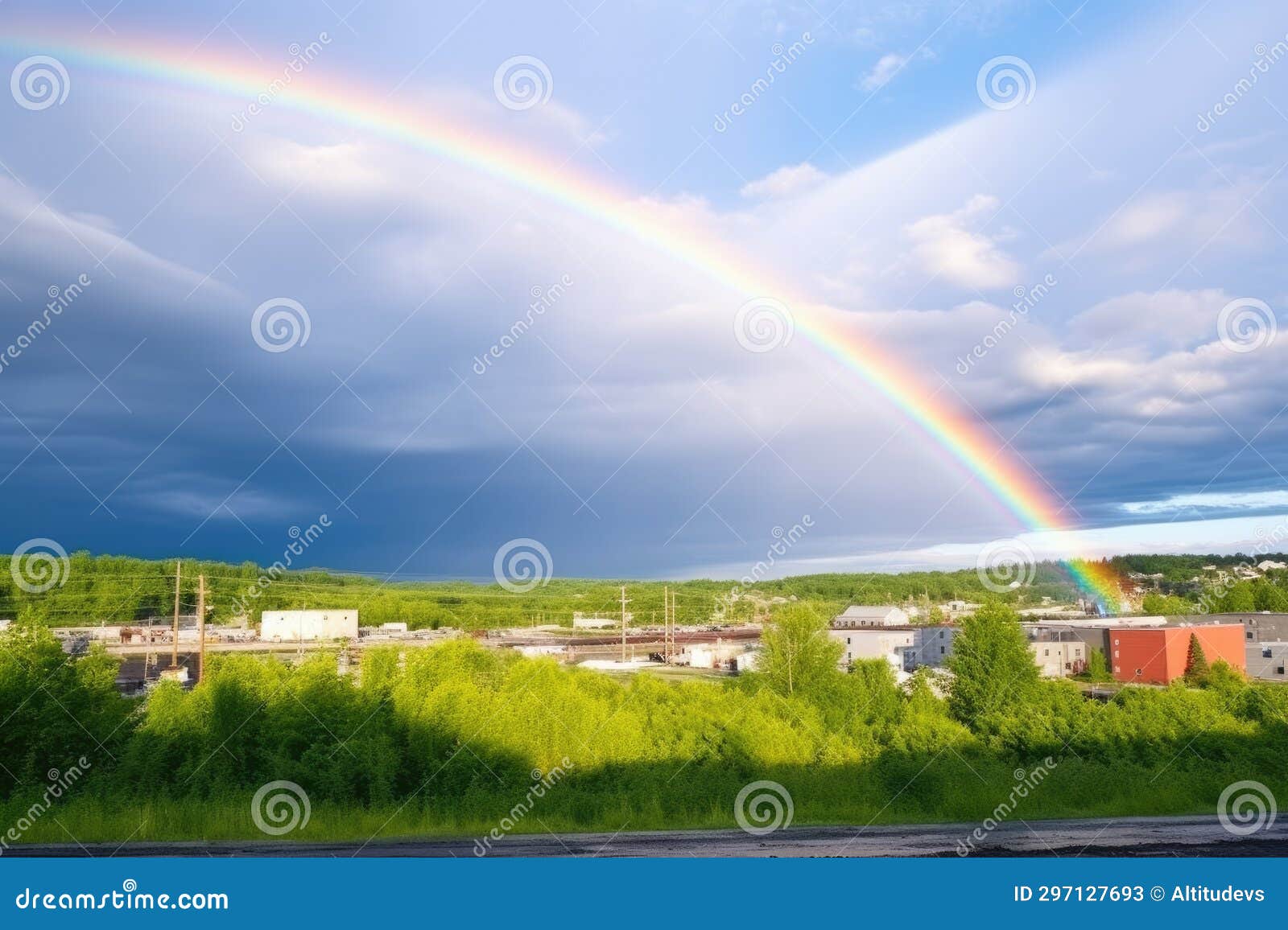 Rainbow Reaching Across a Clear, Post-storm Sky Stock Image - Image of ...