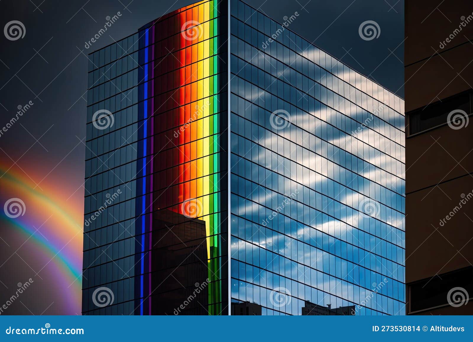 Rainbow Reflected in the Window of a Skyscraper, Bringing Color and ...