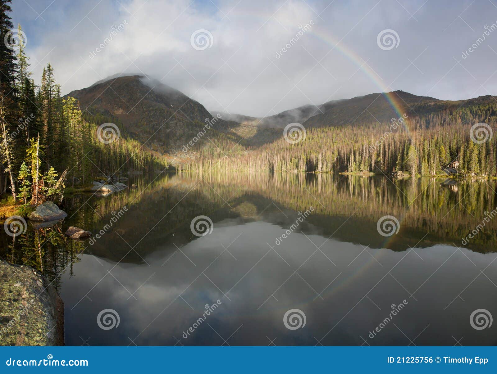 Rainbow Reflection stock photo. Image of nature, mountain - 21225756