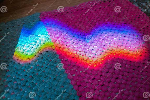 Rainbow Reflection from Mirror on Full Carpet. Interference of Sunlight ...