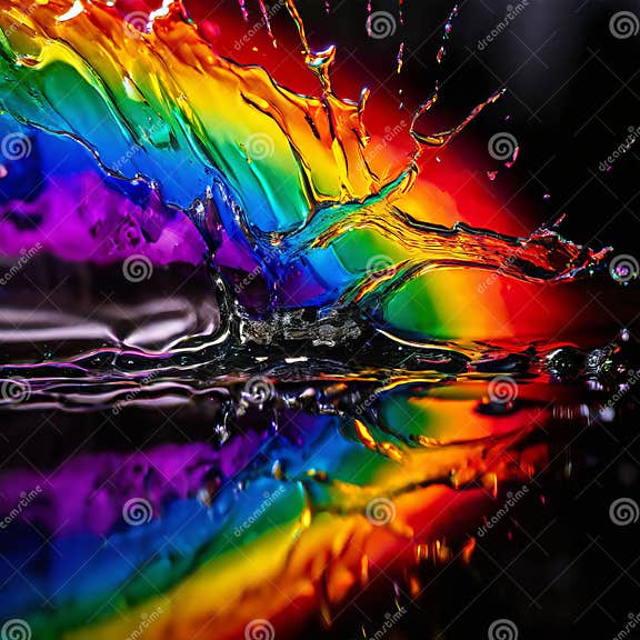 Rainbow Reflection a Reflection of a Rainbow on a Reflective Su Stock ...