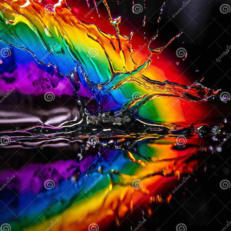 Rainbow Reflection a Reflection of a Rainbow on a Reflective Su Stock ...