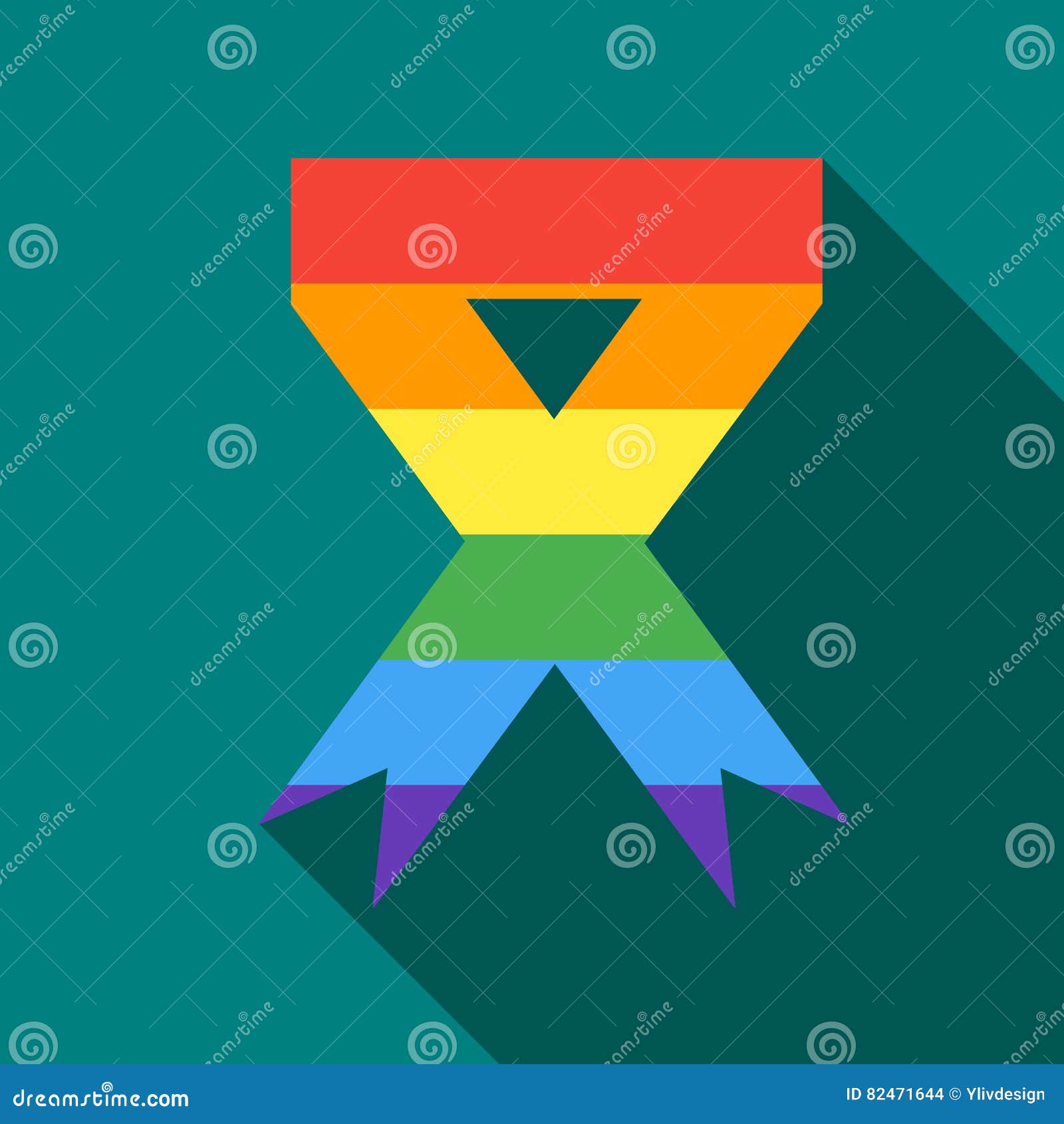 Rainbow Ribbon Icon in Flat Style Stock Vector - Illustration of ...