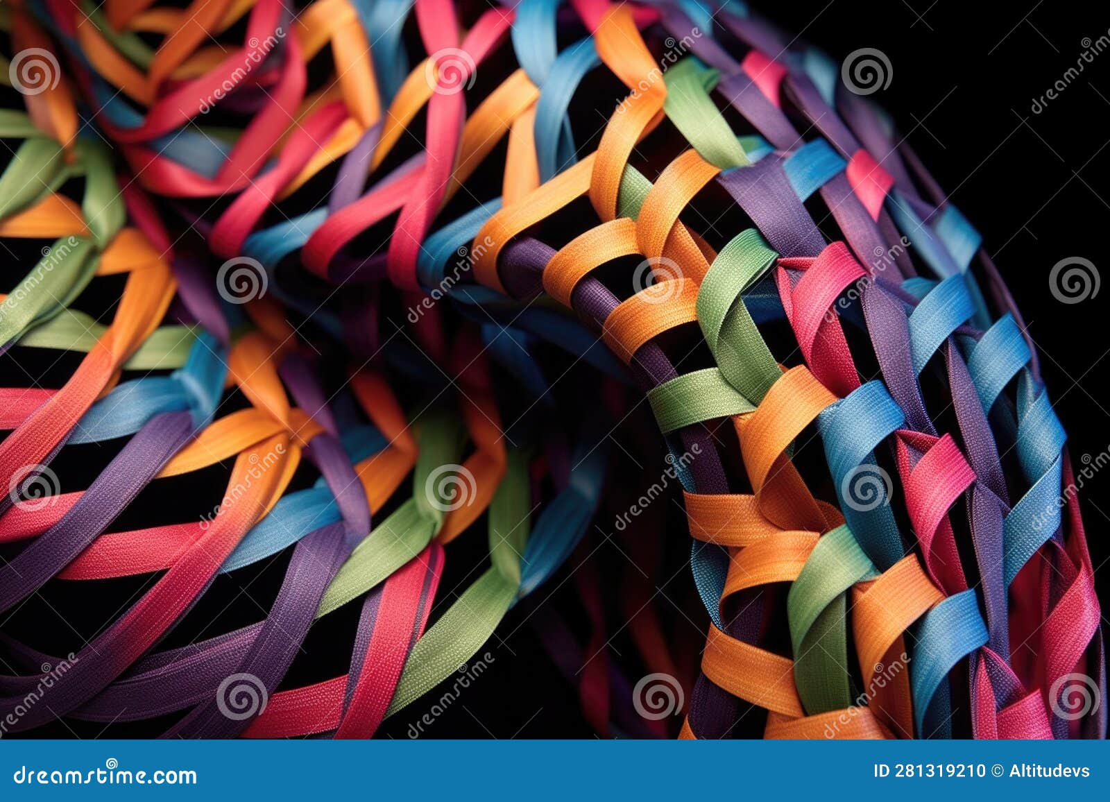 Rainbow Ribbon Weaving through a Monochrome Background Stock ...