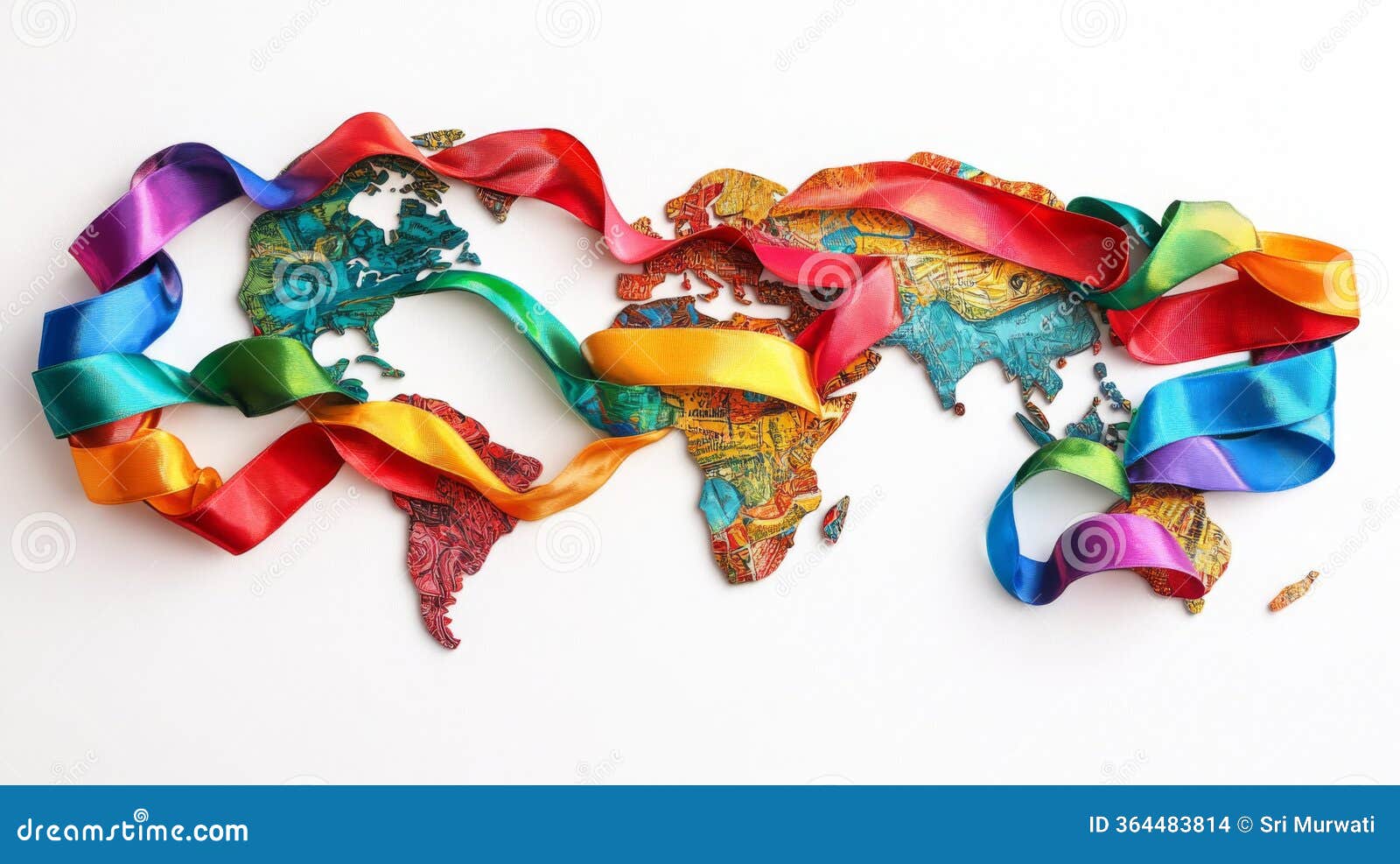 Rainbow Ribbons And Map Pointer Vector Illustration | CartoonDealer.com ...