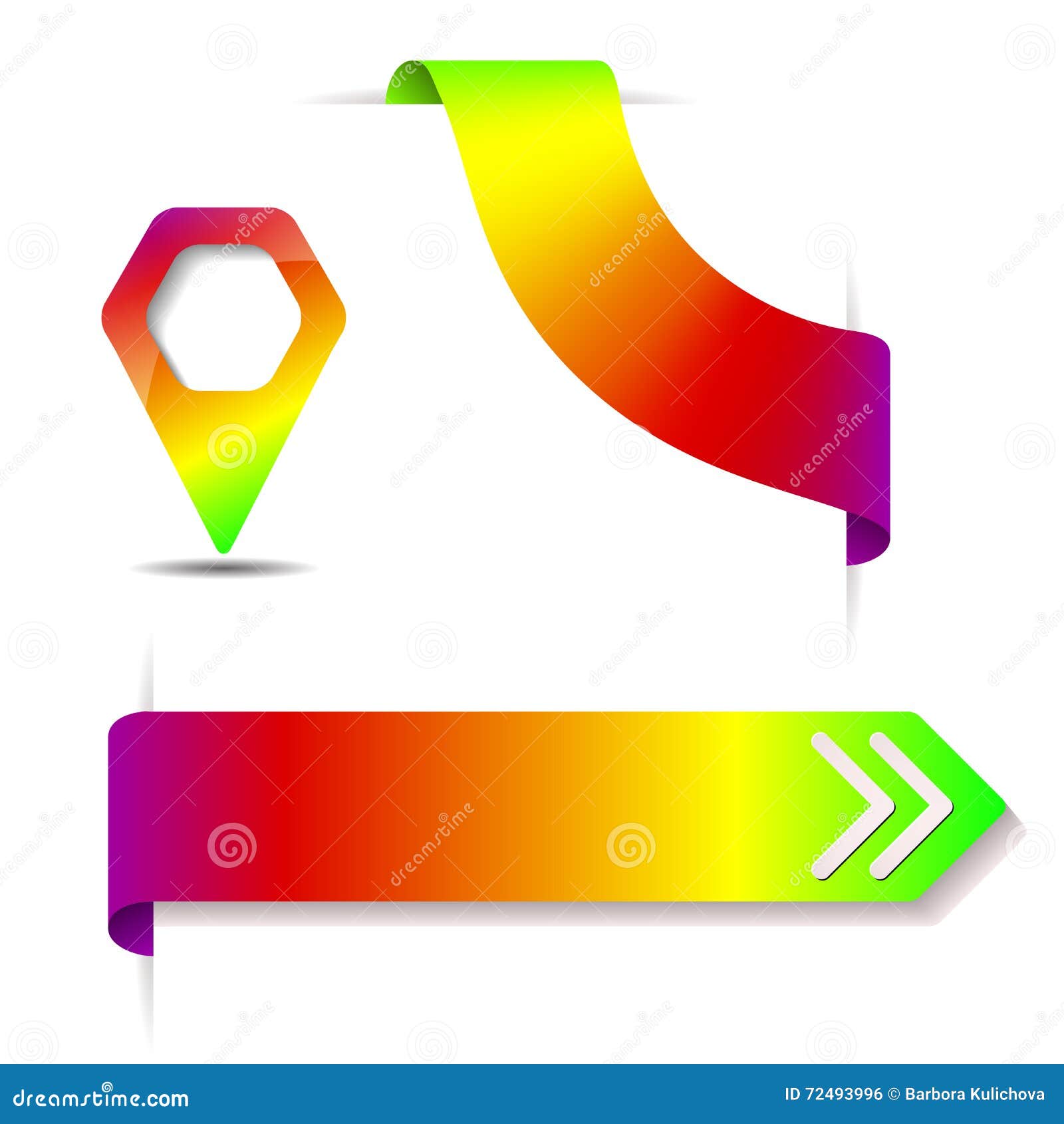 Rainbow Ribbons and Map Pointer Stock Vector - Illustration of colored ...