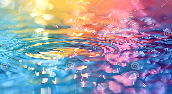 Rainbow Ripples on Water, Colored Background Stock Photo - Image of ...
