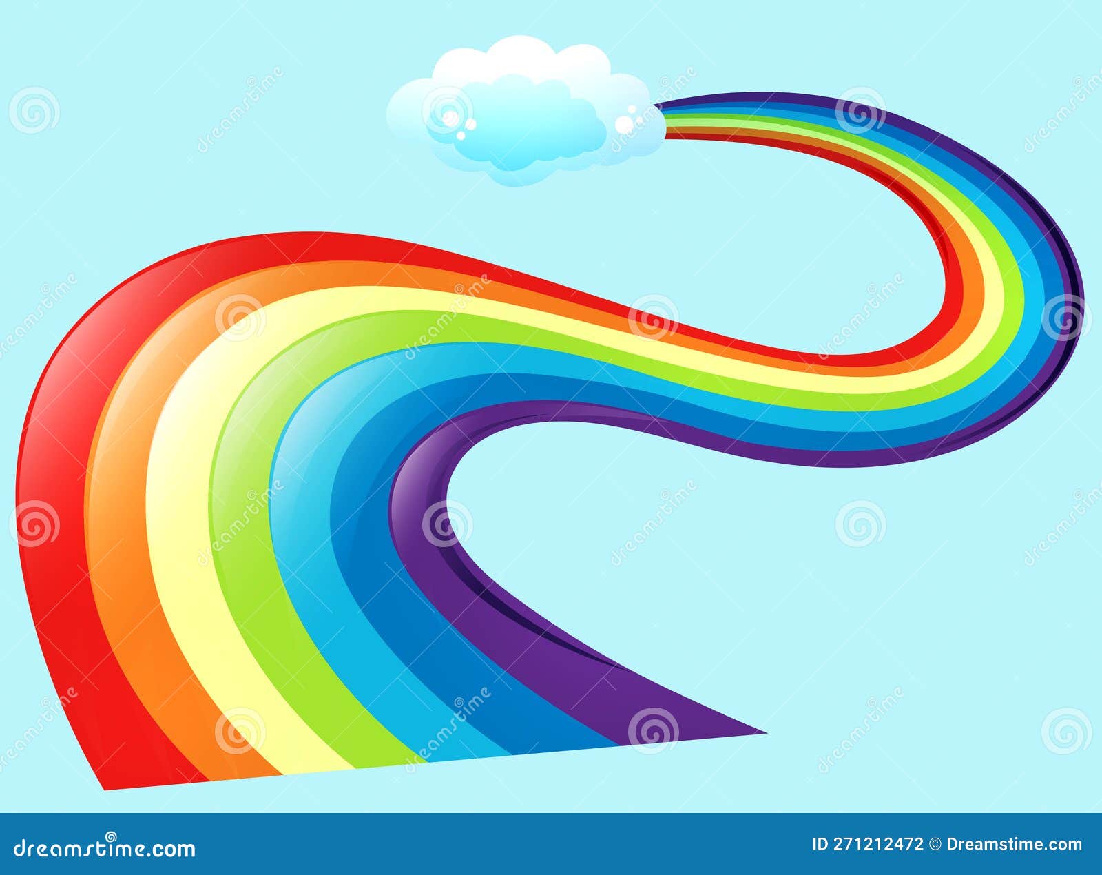 Rainbow Road On Light Blue Background. Realistic Rain Arch Cartoon ...