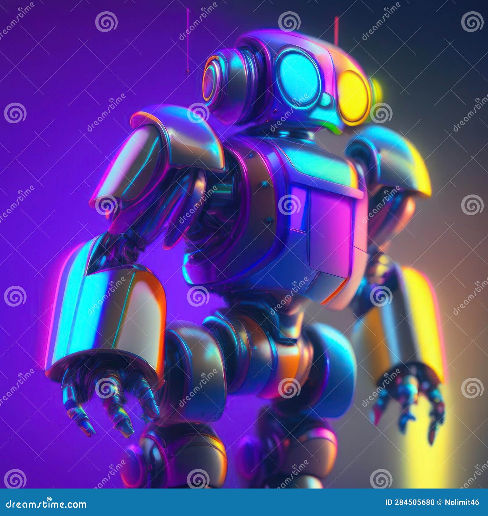 Rainbow Robot stock illustration. Illustration of digital - 284505680