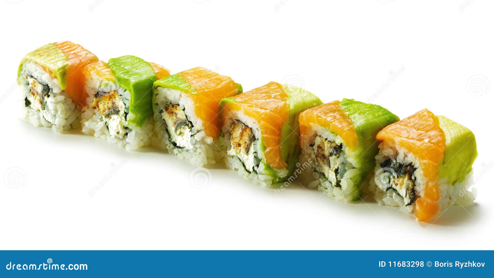 Rainbow Roll stock photo. Image of food, colorful, green - 11683298