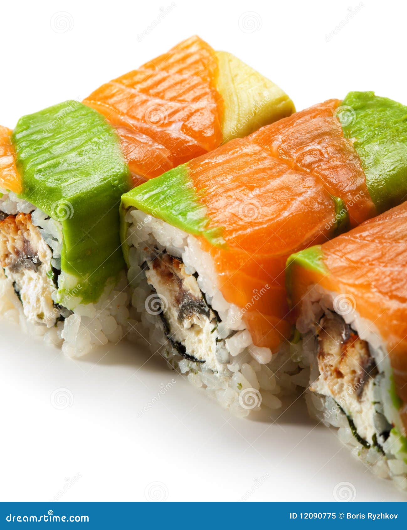 Rainbow Roll stock image. Image of dinner, avocado, oriental - 12090775