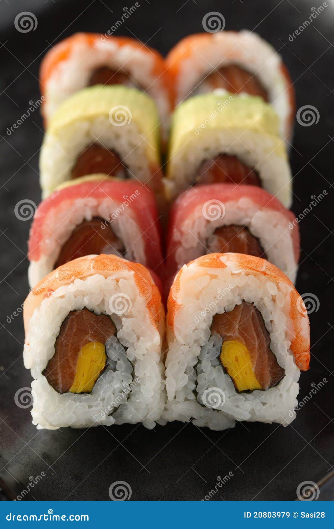 Rainbow Roll stock image. Image of japanese, sushi, tuna - 20803979