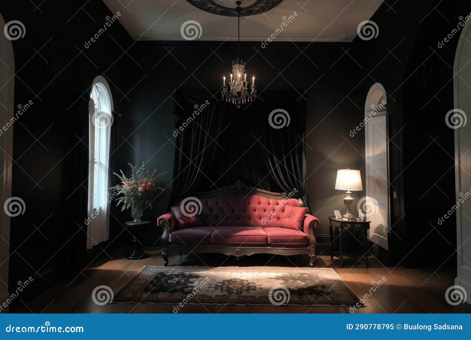Showcasing Interior Design in Style Gothic Glory Stock Illustration ...