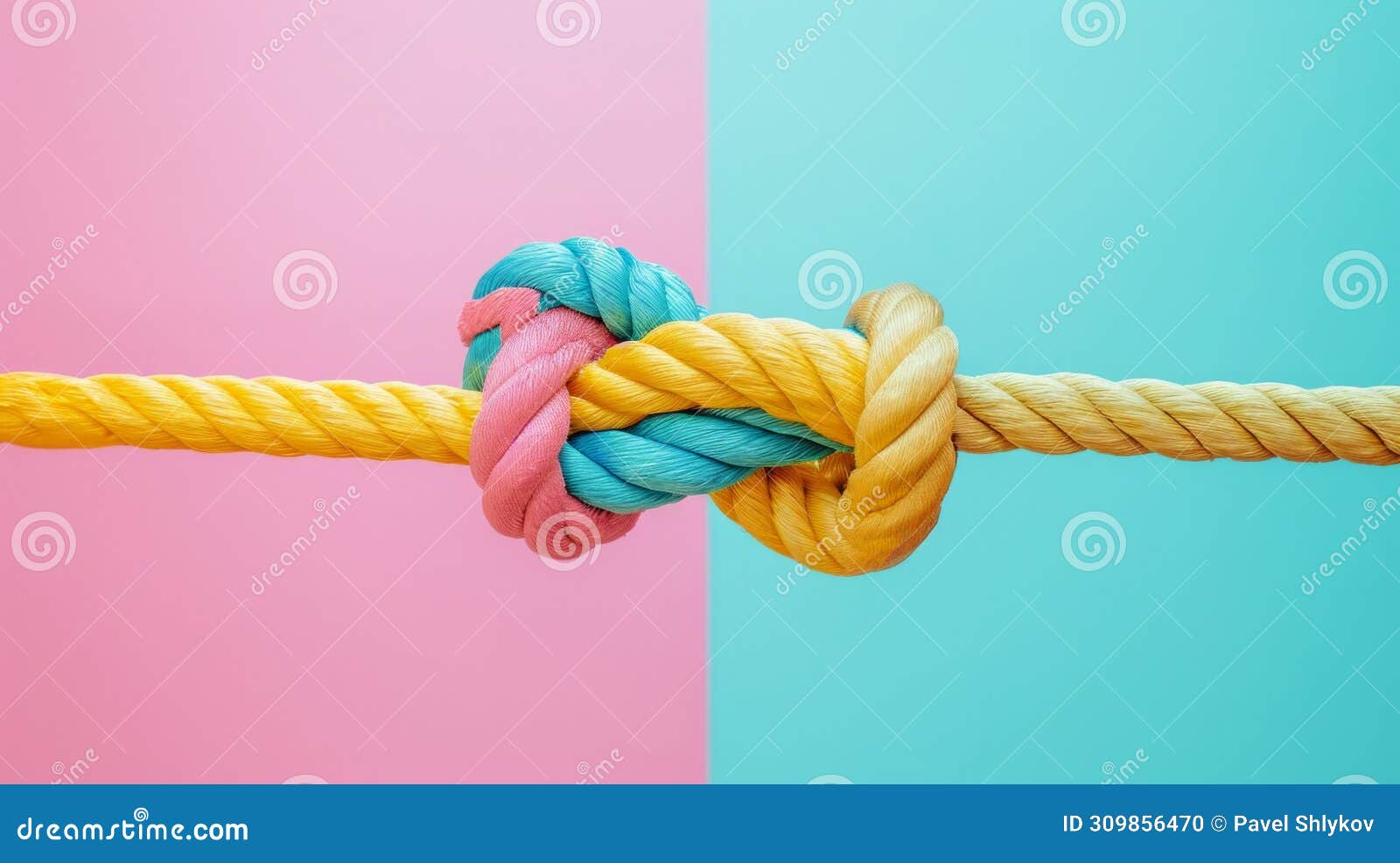 Rainbow Ropes Knotted Together on Bicolor Background. Creative ...