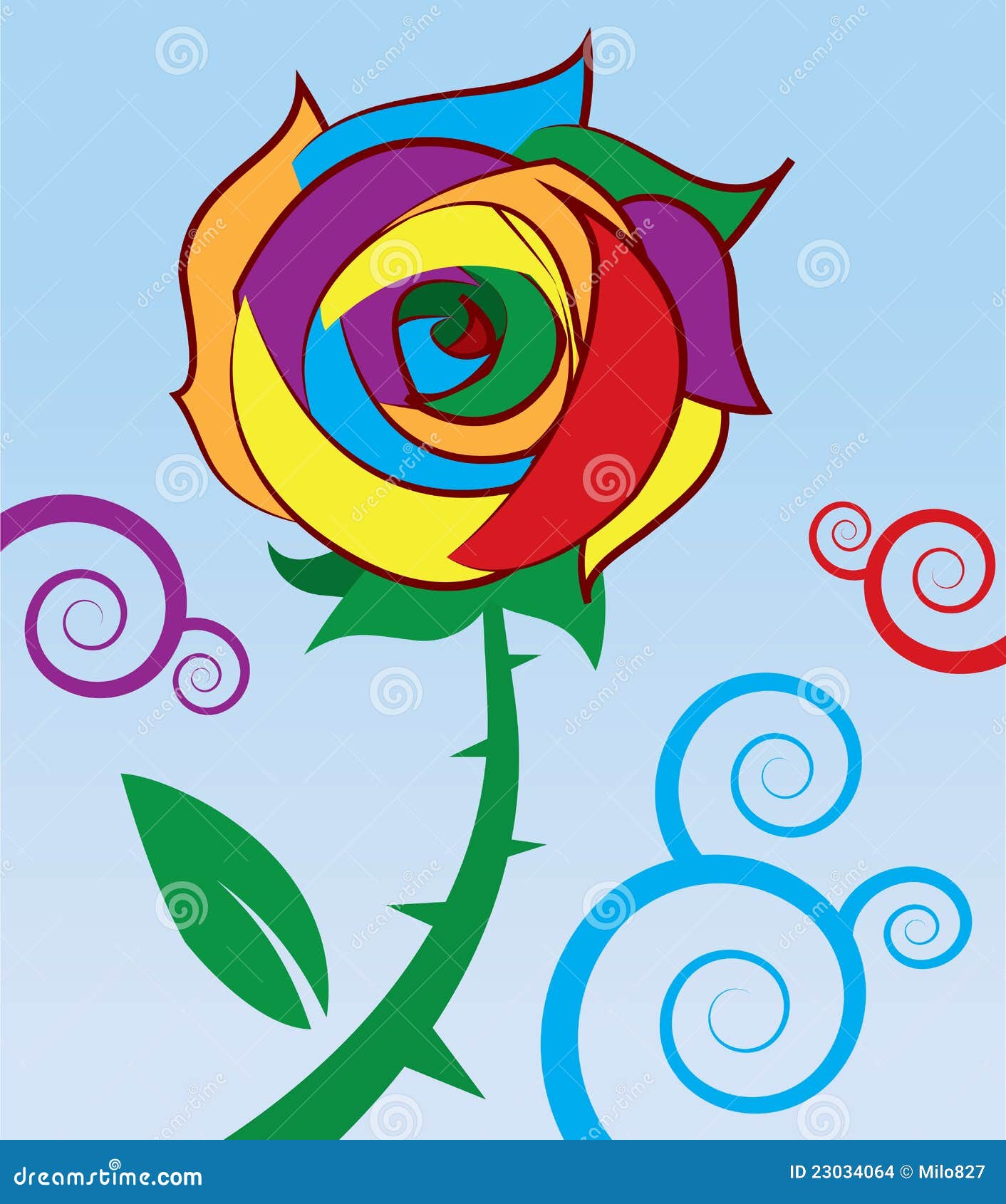 Rainbow Rose stock vector. Illustration of blue, modern - 23034064