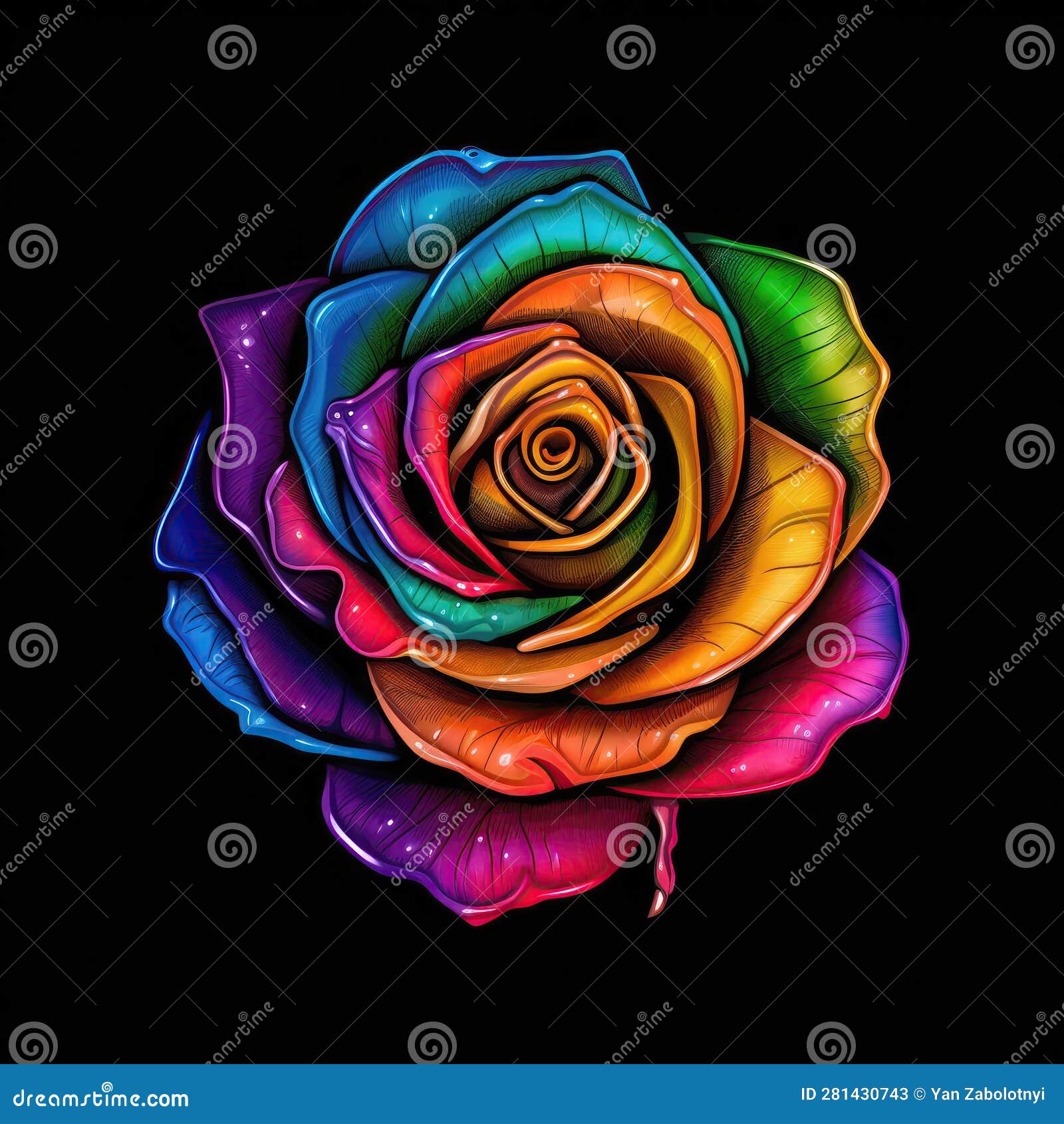 Rainbow Rose a Compass Icon in the Shape of a Blooming Rose. Generative ...
