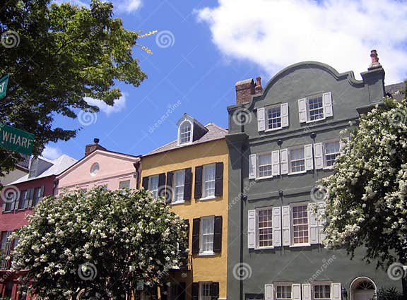 Rainbow row stock photo. Image of travel, buildings, south - 1048088