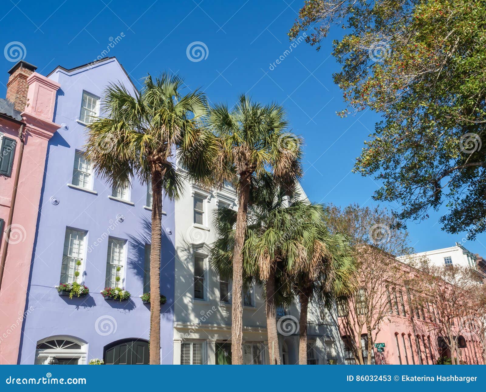 Rainbow Row, Charleston, South Carolina Stock Image - Image of palmetto ...