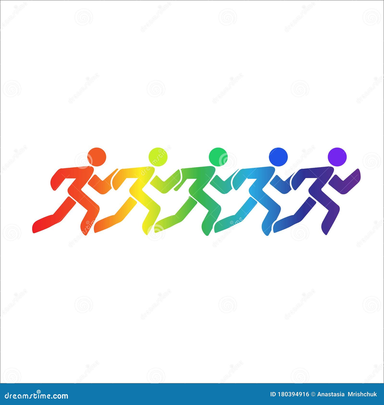 Rainbow Running Guys on White Background Stock Illustration ...