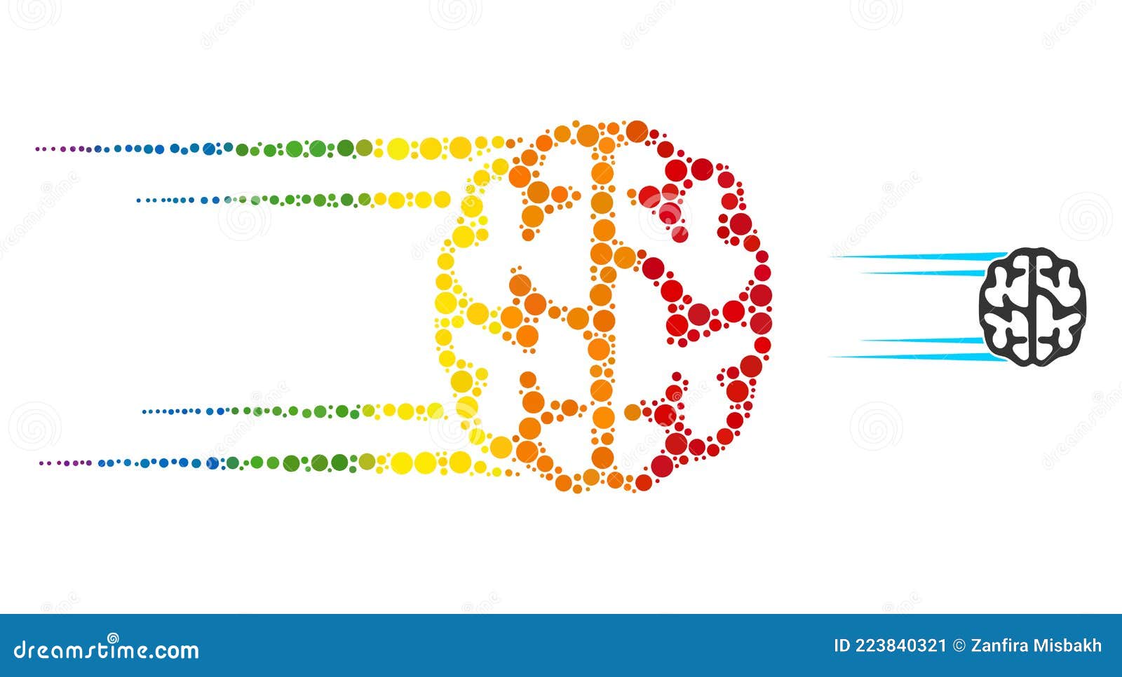 Rainbow Rush Brain Collage Icon of Spheric Dots Stock Vector ...