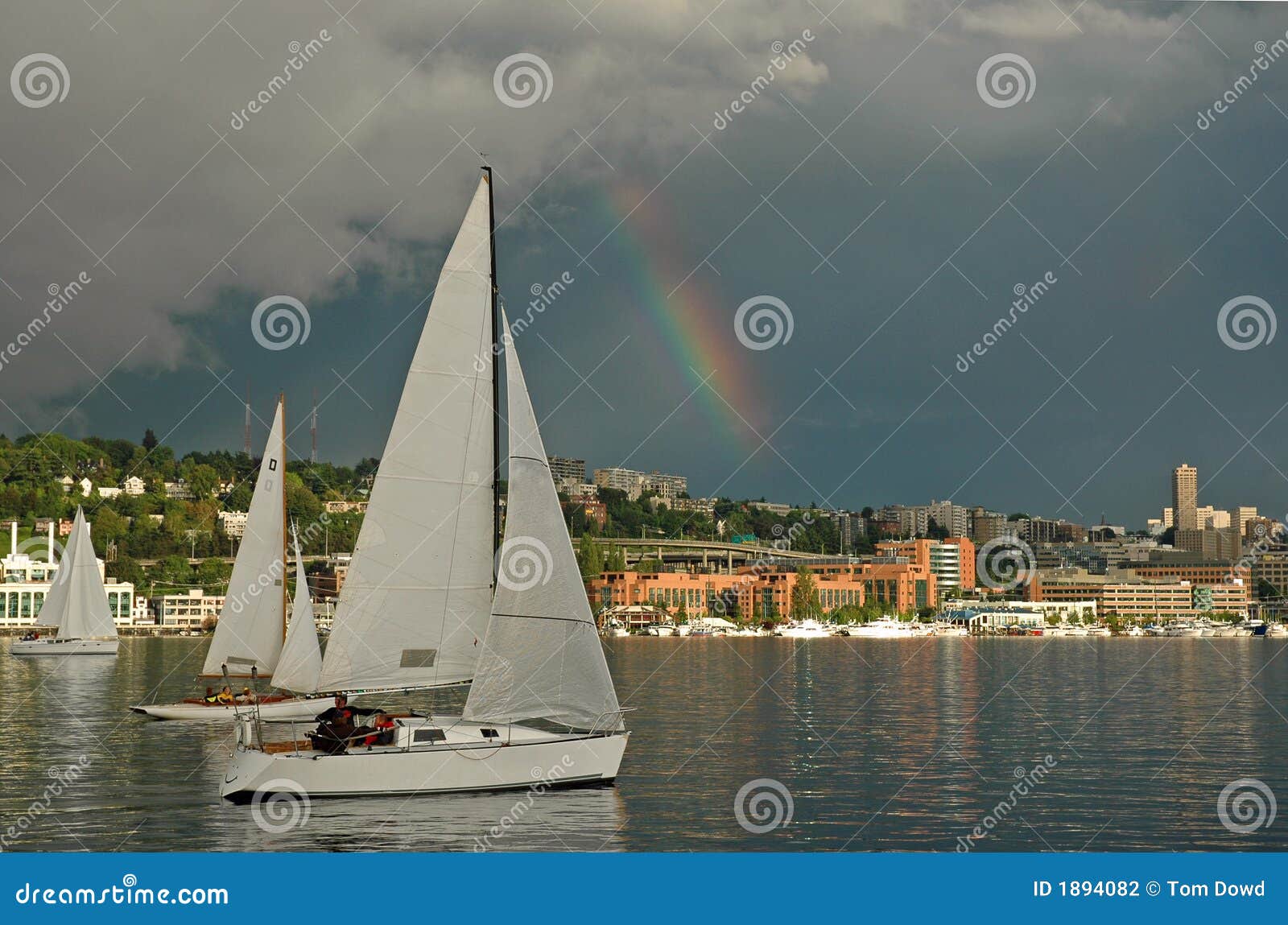 Rainbow Sailing stock photo. Image of chandlers, front - 1894082