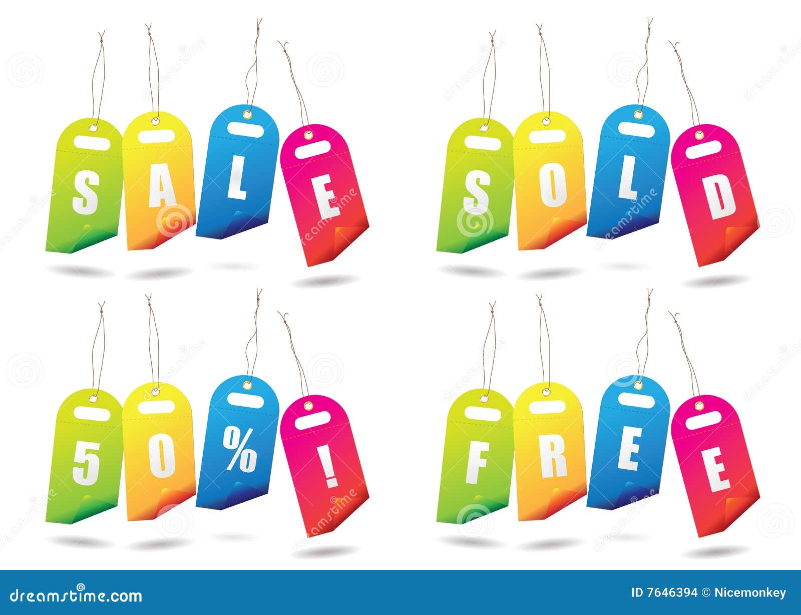 Rainbow sale tags stock vector. Illustration of ticket - 7646394