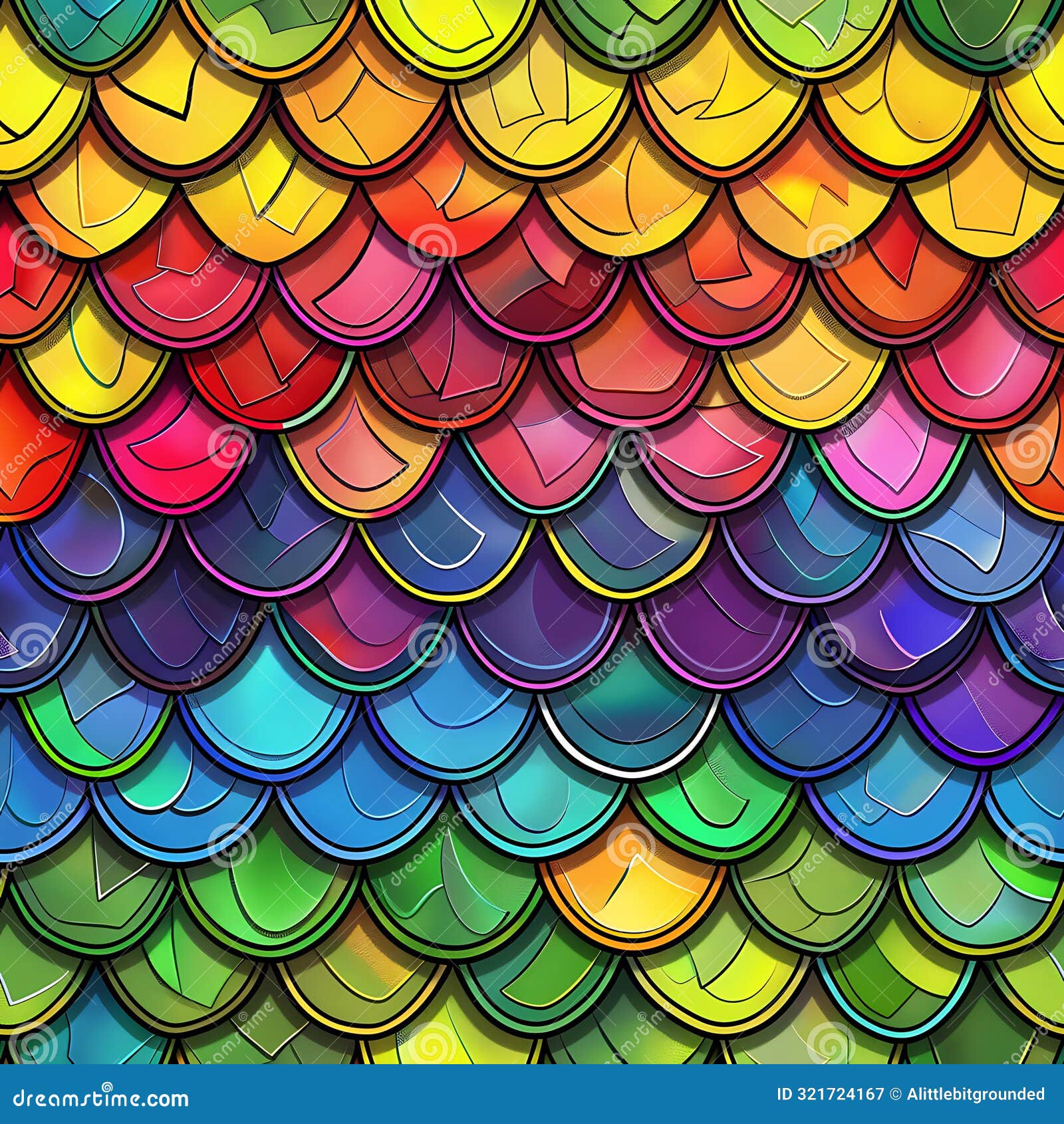 Rainbow Scales in a Seamless Tile Pattern Stock Illustration ...