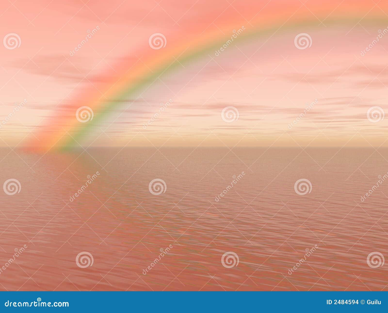 Rainbow on the sea stock illustration. Illustration of storm - 2484594