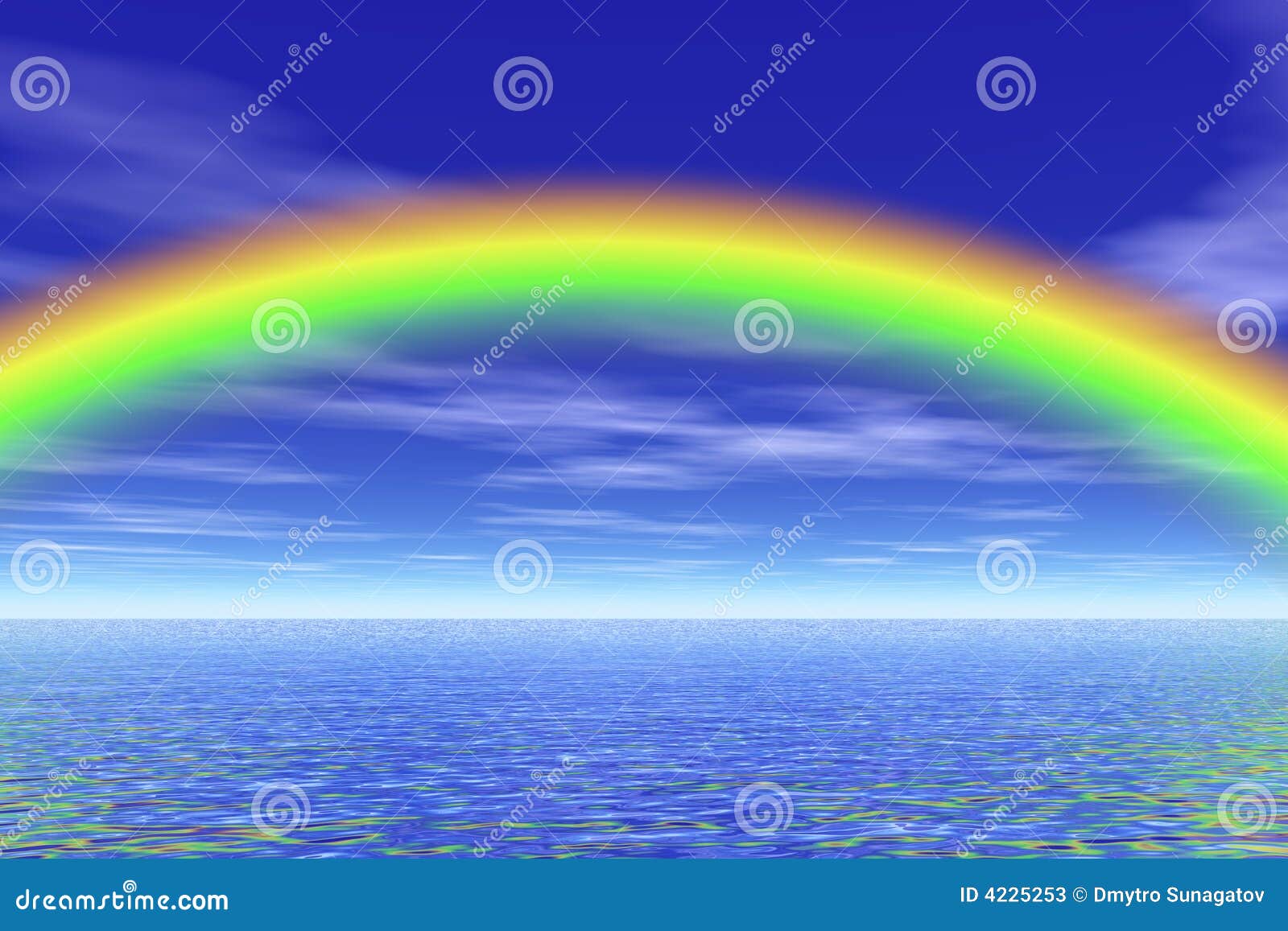Rainbow in the sea stock illustration. Illustration of peaceful - 4225253
