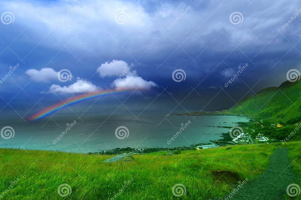 Rainbow & sea stock image. Image of rare, landscape - 5771973