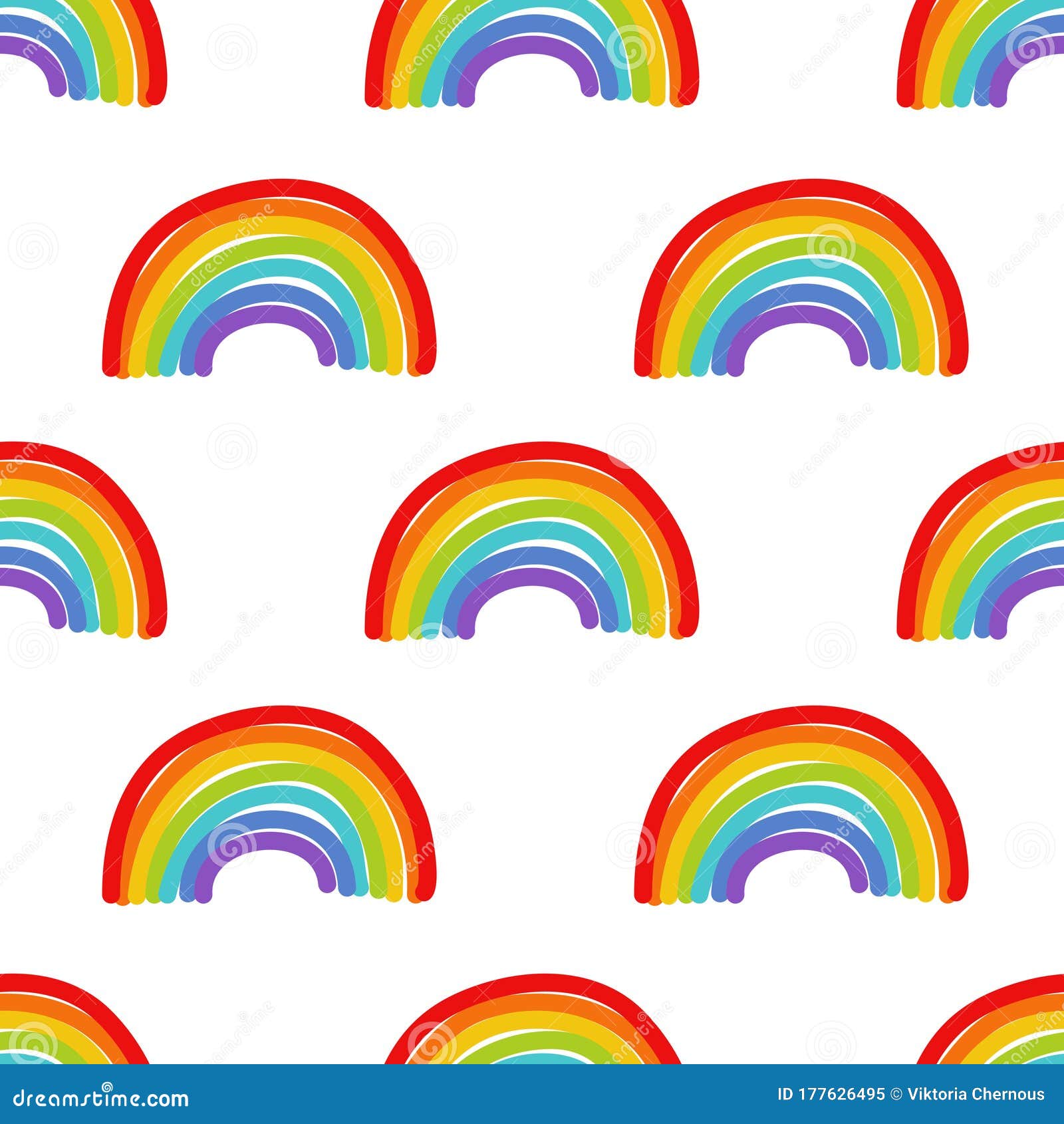 Rainbow Seamless Doodle Pattern, Vector Illustration Stock Vector ...