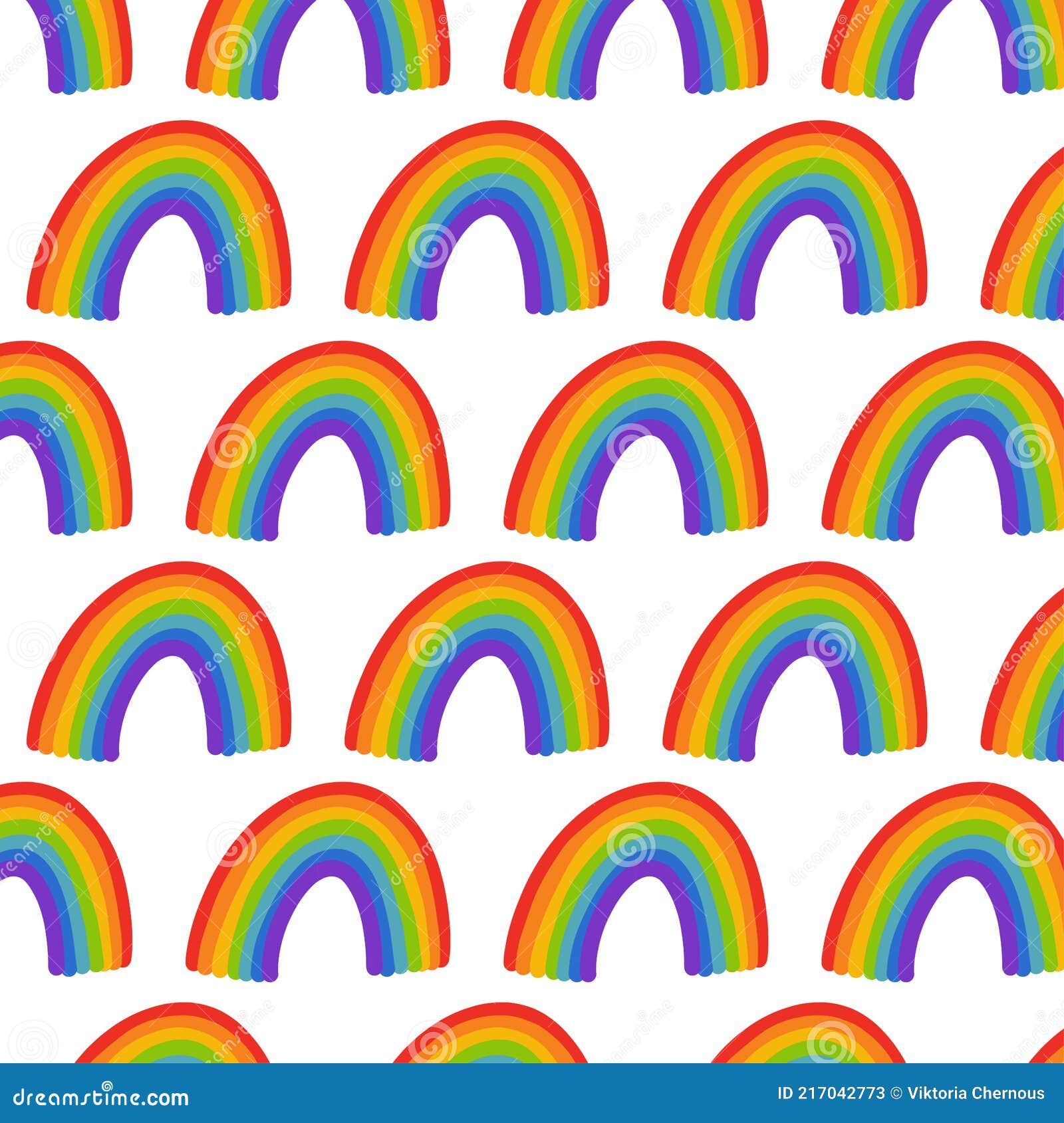 Rainbow Seamless Doodle Pattern, Vector Color Illustration Stock ...