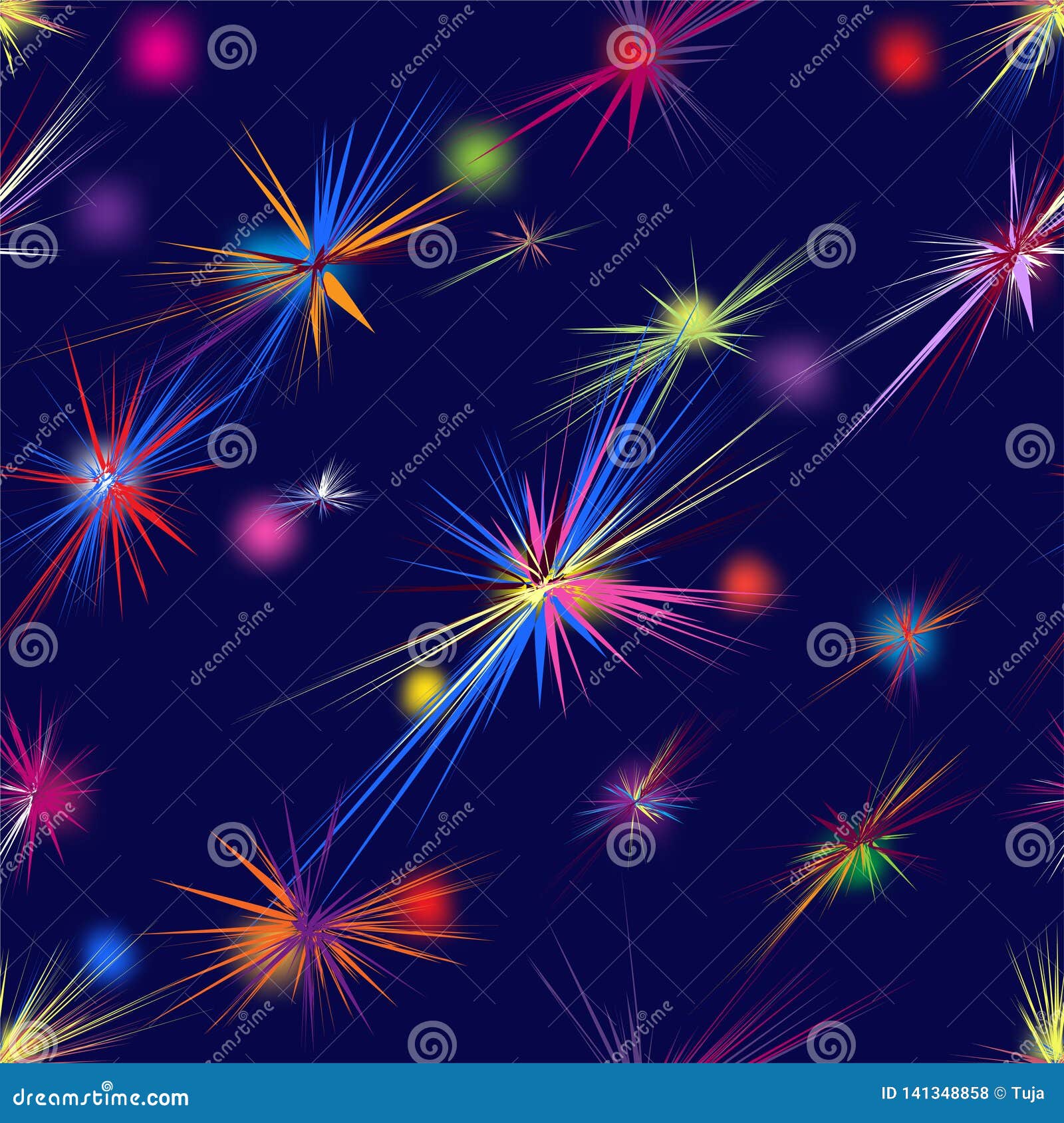 Rainbow Firework Background With Centrifugal Rays On Black Backdrop ...