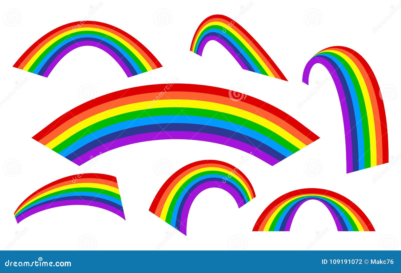 Rainbow Set. Rainbow Arch Different Styles Stock Vector - Illustration ...