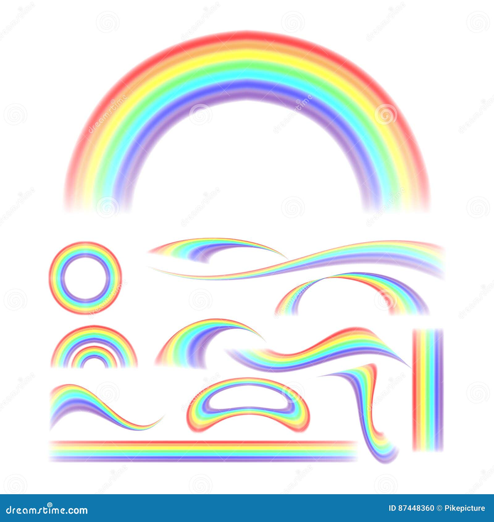 Rainbow Set Vector. Different Shape Collection. Realistic Rainbow Set ...