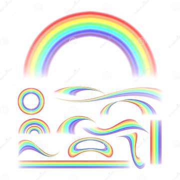 Rainbow Set Vector. Different Shape Collection. Realistic Rainbow Set ...