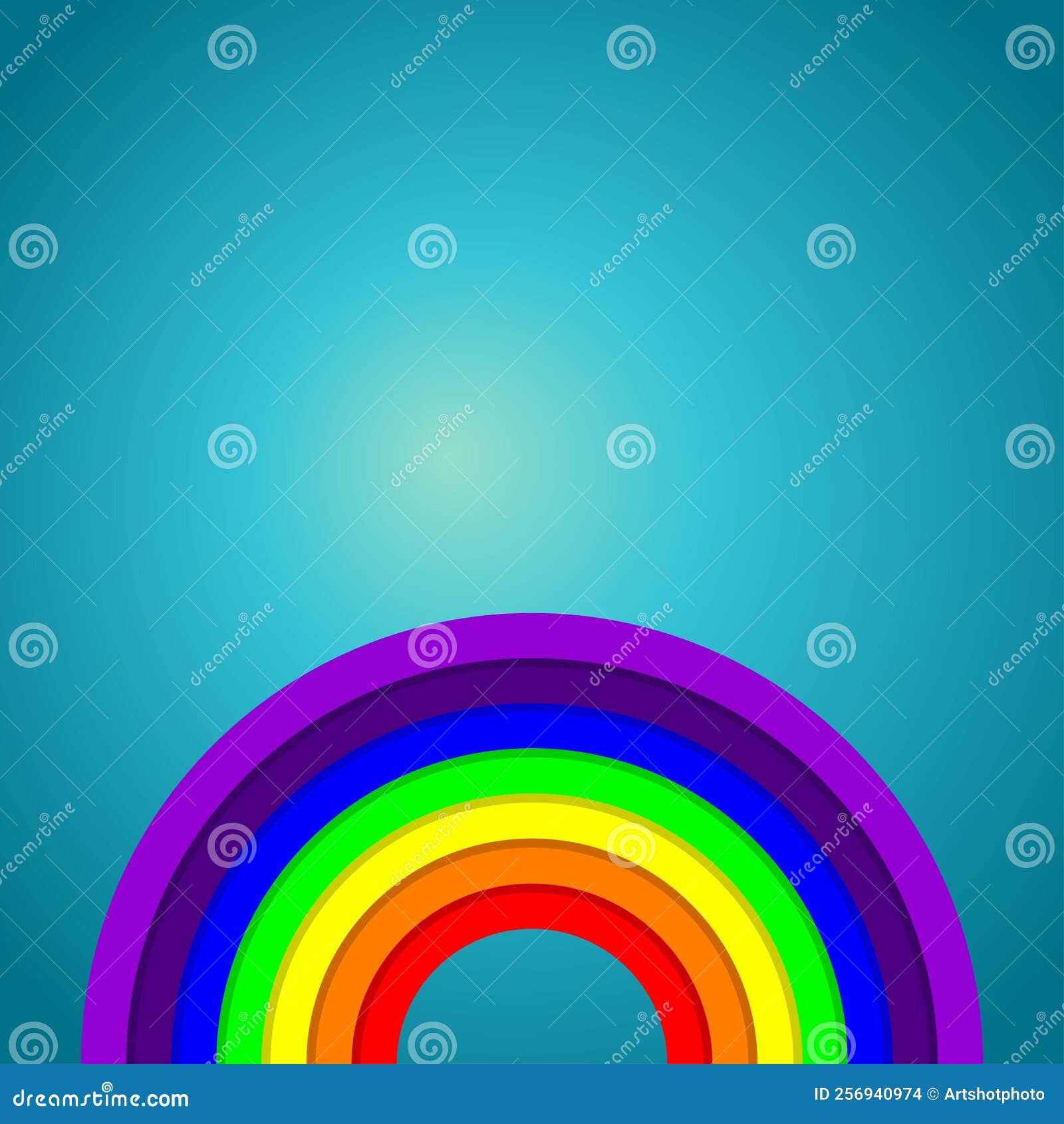 Rainbow Shaped As Semicircular Arc on Blue Background Stock Vector ...