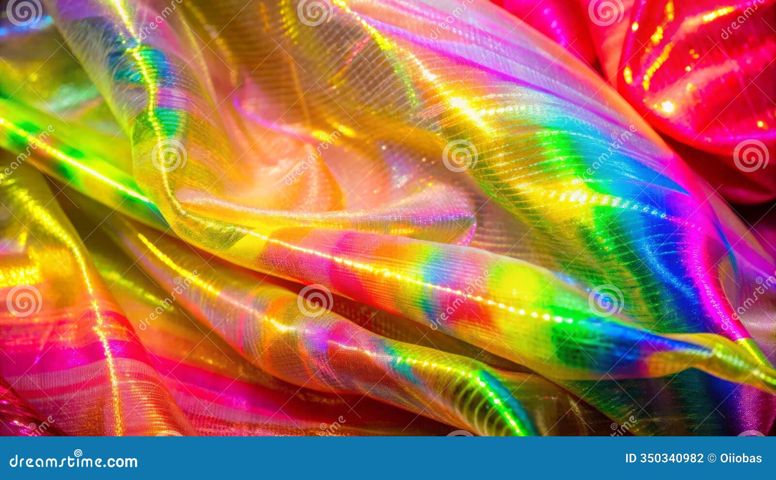 Rainbow Sheer Fabric Close-Up Drape, Iridescent Texture Stock ...