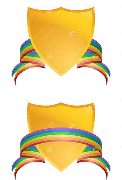 Rainbow Shield stock vector. Illustration of badge, isolated - 9437293
